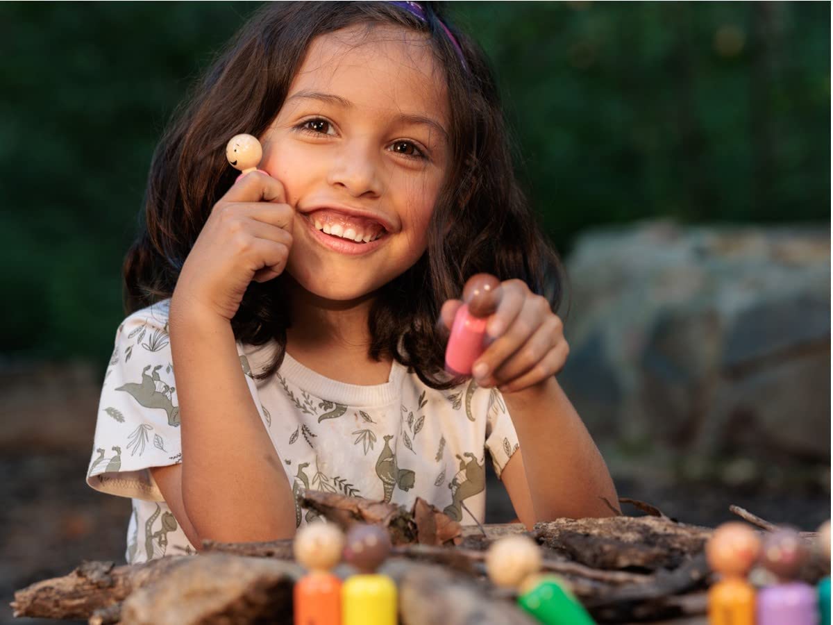 My Felt Story Set of 12 - Rainbow Wooden Peg Dolls with Emotions | Multicultural Skin Tone Figures | Sensory Autism Toys for Toddlers, Early Education, Social Emotional Therapeutic Learning