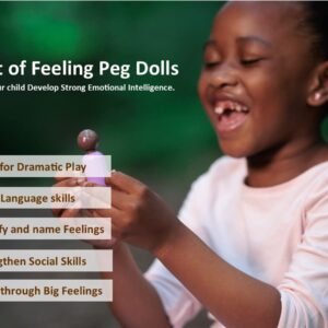 My Felt Story Set of 12 - Rainbow Wooden Peg Dolls with Emotions | Multicultural Skin Tone Figures | Sensory Autism Toys for Toddlers, Early Education, Social Emotional Therapeutic Learning