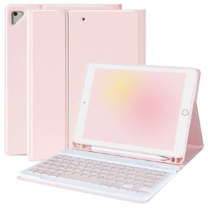 morecoo for ipad 9.7 keyboard case for ipad 6th 2018, for ipad pro 9.7 inch case with keyboard - for ipad air 2/1, detachable keyboard for ipad air 9.7, for ipad 2017 5th gen 9.7,pink