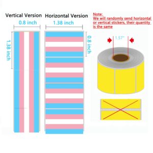 LGBTQ Pride Stickers, Transgender Flag Rectangle Self Adhesive Decal Waterproof Stickers for Parades and Events(1 Roll - 300 Stickers)