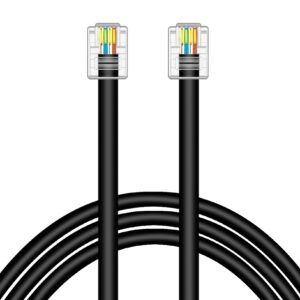 NECABLES CAT5 / CAT5e RJ11 Data Cable DSL Cable 6ft High-Speed DSL Modem Cable Twisted Wire UTP RJ11 6P4C Male to Male Black - 6 Feet