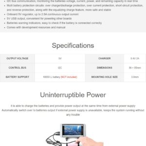 Waveshare UPS HAT for Raspberry Pi, 5V Uninterruptible Power Supply Charge and Power Output at The Same Time