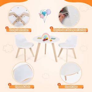 3 Pcs Kids Table and Chair Set, White