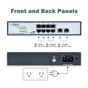 1500ft 8 Port Long Range PoE+ Switch, PoE Extension with Continuous Run of cat5e/cat6, Fast Ethernet 10/100Mbps, 30W IEEE802.3at/af