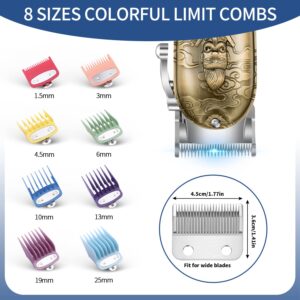 Professional 8 Color Coded Combs Attachment Cutting Guides Combs with Metal Clip Universal Hair Clipper Guards Set - 1/16" to 1"- Hair Clipper/Trimmer Replacement Combs Durable Wide Clippers Guards