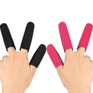 6 pieces high heat resistant finger protection guards thermal finger covers for curling and flat irons, wands, blow dryers hair dye heat protector glove, black and rose red, thumb and 2 fingers