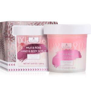 Body Scrub - Spa Luxetique Hand & Body Sugar Skin Scrub Exfoliate for Body with Rose Milk Scent, Deep Cleansing Bath Scrub for Women 10.6 oz, Birthday Spa Gifts for Her