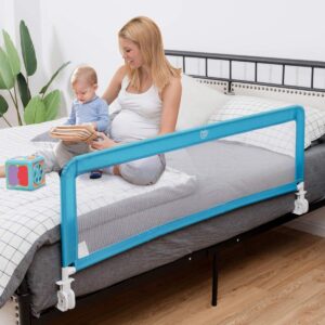 INFANS Bed Rails for Toddlers, 59" Foldable Safety Baby Crib Rail Fit for Kids Twin, Extra Long Swing Down Bed Guardrail for Convertible Crib, Queen King Mattress Side Guard (Grey)