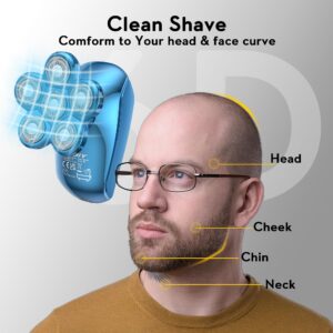 Blade Replacement Heads Kibiy 6D Electric Shaver Replacement Head for Electric Razor for Men Wet and Dry Compatible Many Models Waterproof Head Razor-Blue