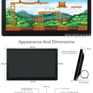 waveshare 11.6inch Capacitive Touch Screen LCD with Case Compatible with Raspberry Pi 4B/3B+/3A+/2B/B+/A+/Zero/Zero W/WH/Zero 2W CM3+/4 1920×1080 Resolution HDMI IPS Supports Jetson Nano/Windows