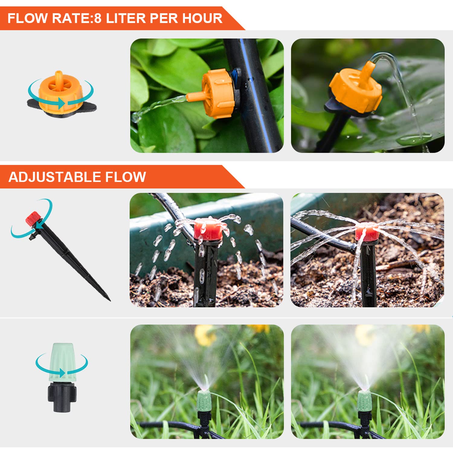 5-Star Compatible Inkjet Replacement. 133ft Irrigation Drip Kit, Automatic Plant Watering System with 40m 1/4 inch Distribution Tubing Hose, Adjustable Nozzle Emitters.