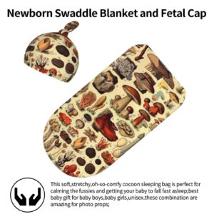 Belinyo 2 Pack Mushroom Newborn Baby Swaddle Infant Sleeping Bag with Beanie Hat for Baby Stuff Photography, One Size