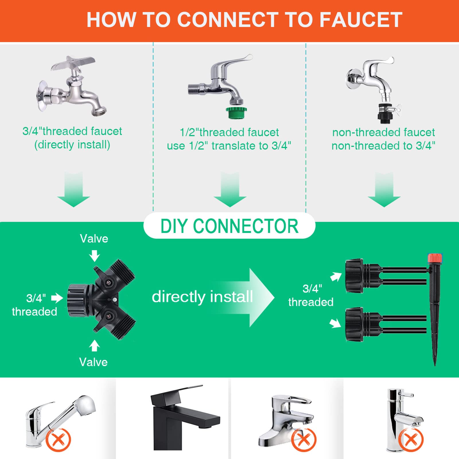 5-Star Compatible Inkjet Replacement. 133ft Irrigation Drip Kit, Automatic Plant Watering System with 40m 1/4 inch Distribution Tubing Hose, Adjustable Nozzle Emitters.