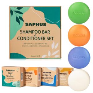 shampoo bars and conditioner bar for hair gift set 4 pack, soap free solid shampoo and conditioner with natural ingredients | zero waste, sulfate free for women, men, kids