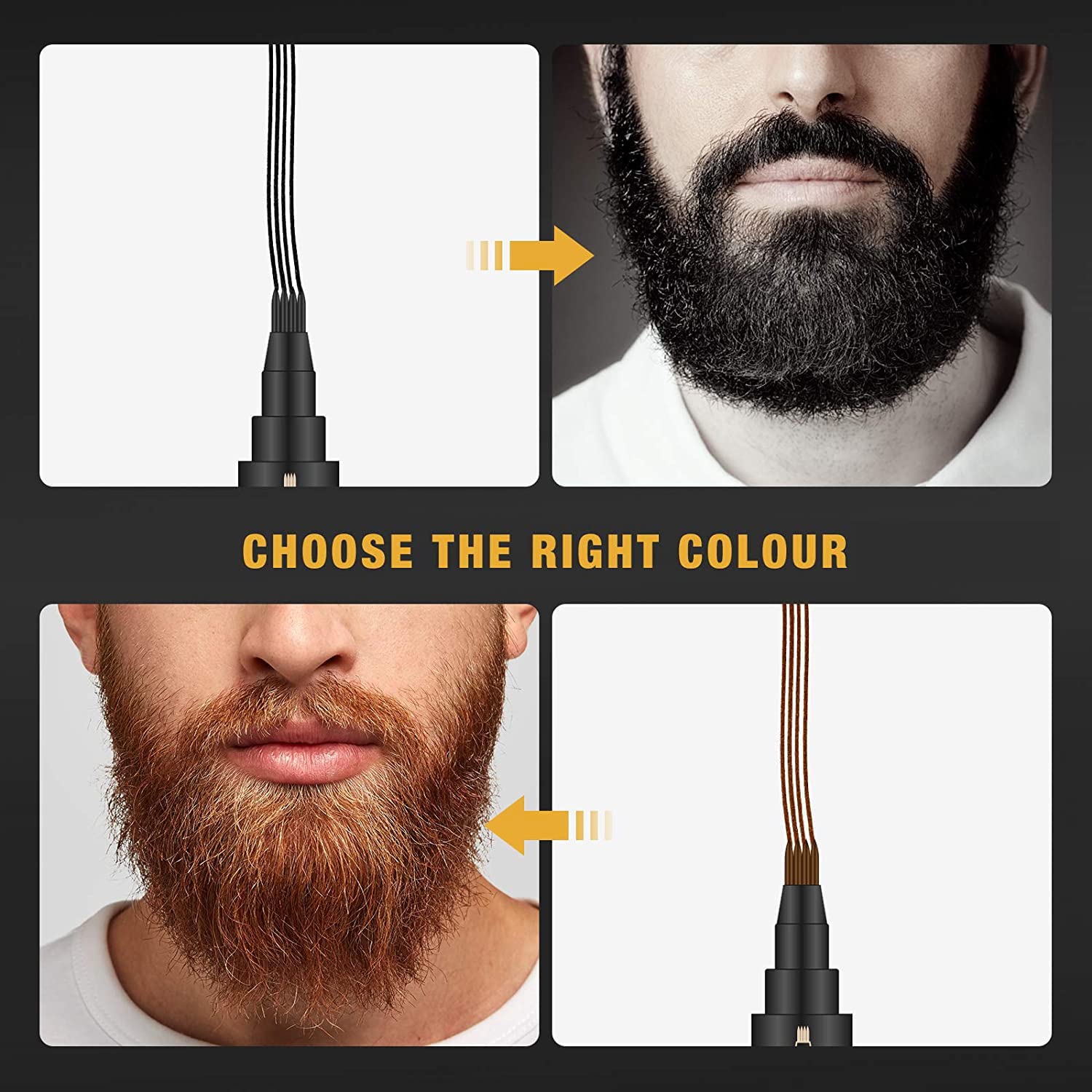 Beard Pen Beard Pencil Filler for Men 1 Day Beard Color With Beard Brush Kit Male Mustache Repair Shaping Beard Define Pen Effective Enhance Beard