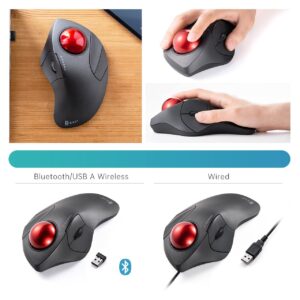 SANWA Wired Ergonomic Trackball Mouse, Optical Rollerball Mice, Programmable Silent Buttons, 44mm Trackball, 600/800/1200/1600 Adjustable DPI, Compatible with MacBook, Laptop, Windows, macOS