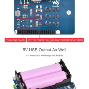 Waveshare UPS HAT for Raspberry Pi, 5V Uninterruptible Power Supply Charge and Power Output at The Same Time