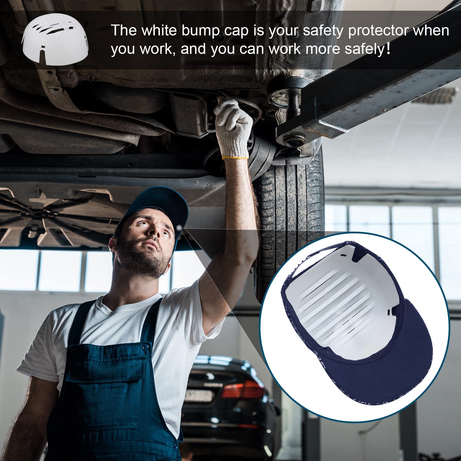 Universal Bump Cap Insert Baseball Bump Cap Insert Lightweight Bump Cap Insert Safety Bump Cap PE Lined Bumper Hat Insert for Comfortable Head Protection (White, 4 Pieces)