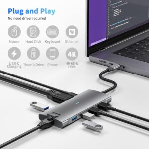 USB C 3.2 Docking Station,10Gbps USB-C Gen 2, 8in1 USB C Hub 4K 60Hz HDMI Adapter with 1000M Ethernet, 10Gbps USB 3.2 Gen 2,100W PD for MacBook Pro/Air M1 2022 iPad Pro,iPad Mini 6,Chromebook