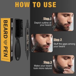 Beard Pen Beard Pencil Filler for Men 1 Day Beard Color With Beard Brush Kit Male Mustache Repair Shaping Beard Define Pen Effective Enhance Beard