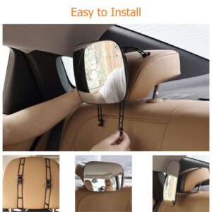 YUENTOEN Baby Car Mirror - Rear Facing Baby View Mirror, ABS Crystal Clear View Shatterproof Baby Back Seat Mirror with Silicone Double Clamp Arm Automotive Seats Accessories for Back Seat View