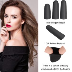 6 Pieces High Heat Resistant Finger Protection Guards Thermal Finger Covers for Curling and Flat Irons, Wands, Blow Dryers Hair Dye Heat Protector Glove, Black and Rose Red, Thumb and 2 Fingers