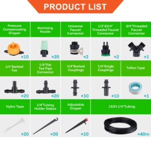 5-Star Compatible Inkjet Replacement. 133ft Irrigation Drip Kit, Automatic Plant Watering System with 40m 1/4 inch Distribution Tubing Hose, Adjustable Nozzle Emitters.