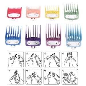 Professional 8 Color Coded Combs Attachment Cutting Guides Combs with Metal Clip Universal Hair Clipper Guards Set - 1/16" to 1"- Hair Clipper/Trimmer Replacement Combs Durable Wide Clippers Guards