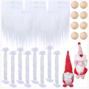 24 pieces pre-cut gnome beard braids wooden balls nose set， handmade gnome beard fake fluffy gnome beard faux fur gnome dwarf beard braids unfinished wooden balls for diy your gnomes