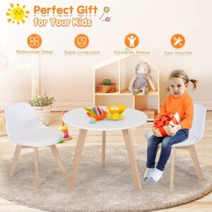 3 Pcs Kids Table and Chair Set, White