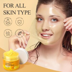 SHVYOG Vitamin C Peel Off Face Mask, Peel Off Mask with Turmeric, Blackhead Remover & Deep Cleansing Face Peel Mask, Vitamin C Exfoliating Face Mask for Blackheads, Large Pores, Dirts, Oil