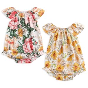 simplee kids baby girls summer romper onesie infant newborn floral ruffled sleeveless bodysuit