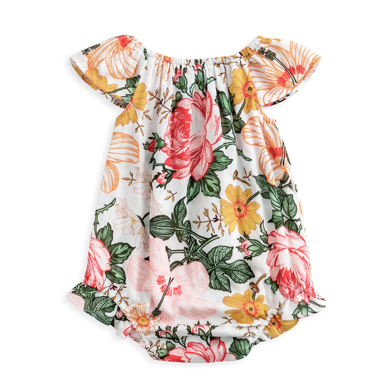 Simplee kids Baby Girls Summer Romper Onesie Infant Newborn Floral Ruffled Sleeveless Bodysuit