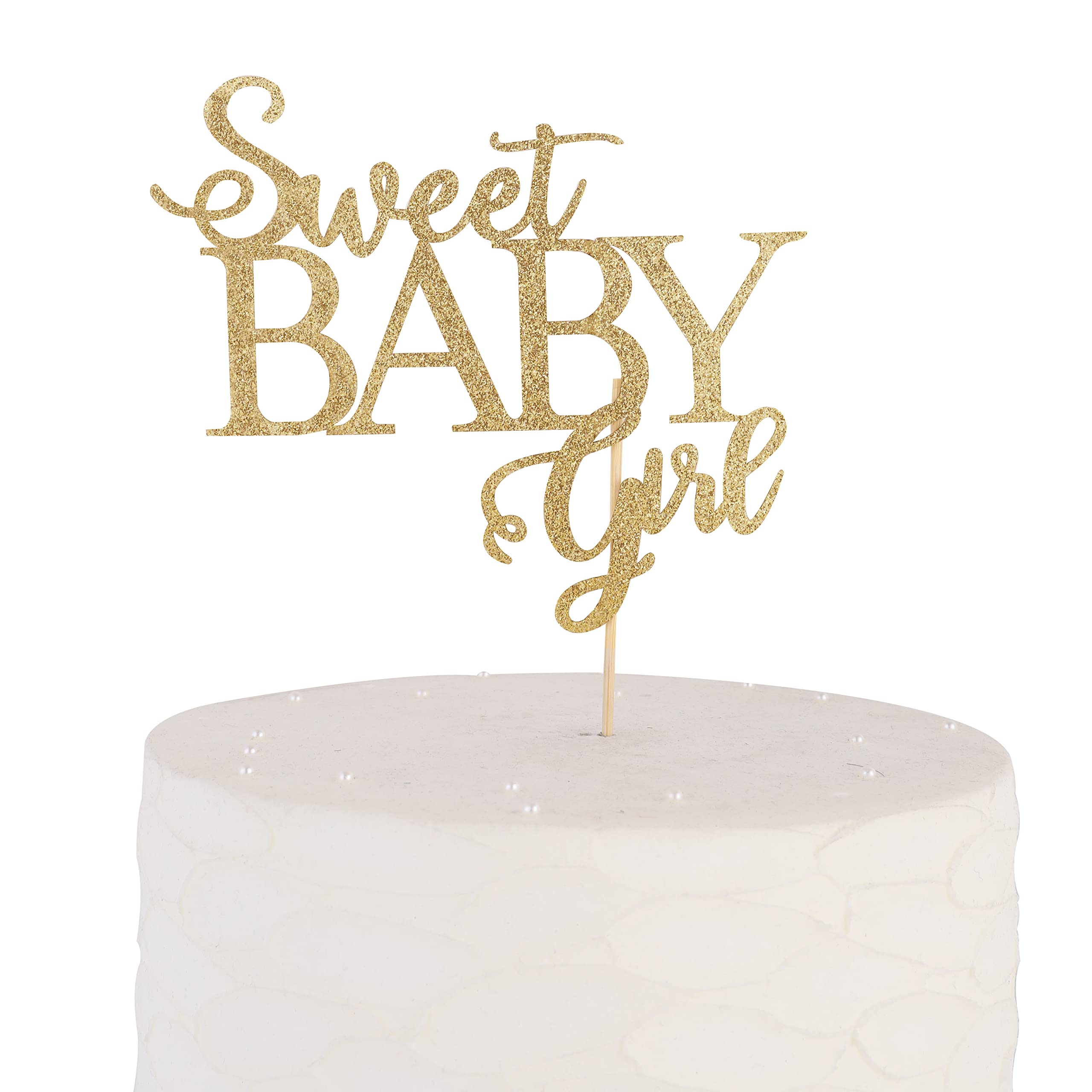 Sweet Baby Girl Cake Topper - Sweet Baby Girl Shower Decorations, Rustic Baby Shower Decorations, Photo Decoration Props