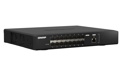 QNAP QSW-M5216-1T-US 16-Port 25GbE Managed Network Switch with 10GbE connectivity for Backbone Networks. Layer 2, Web Management