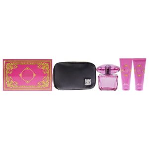 versace bright crystal absolu women 3oz edp spray, 3.4oz shower gel, 3.4oz body lotion, bag 4 pc gift set