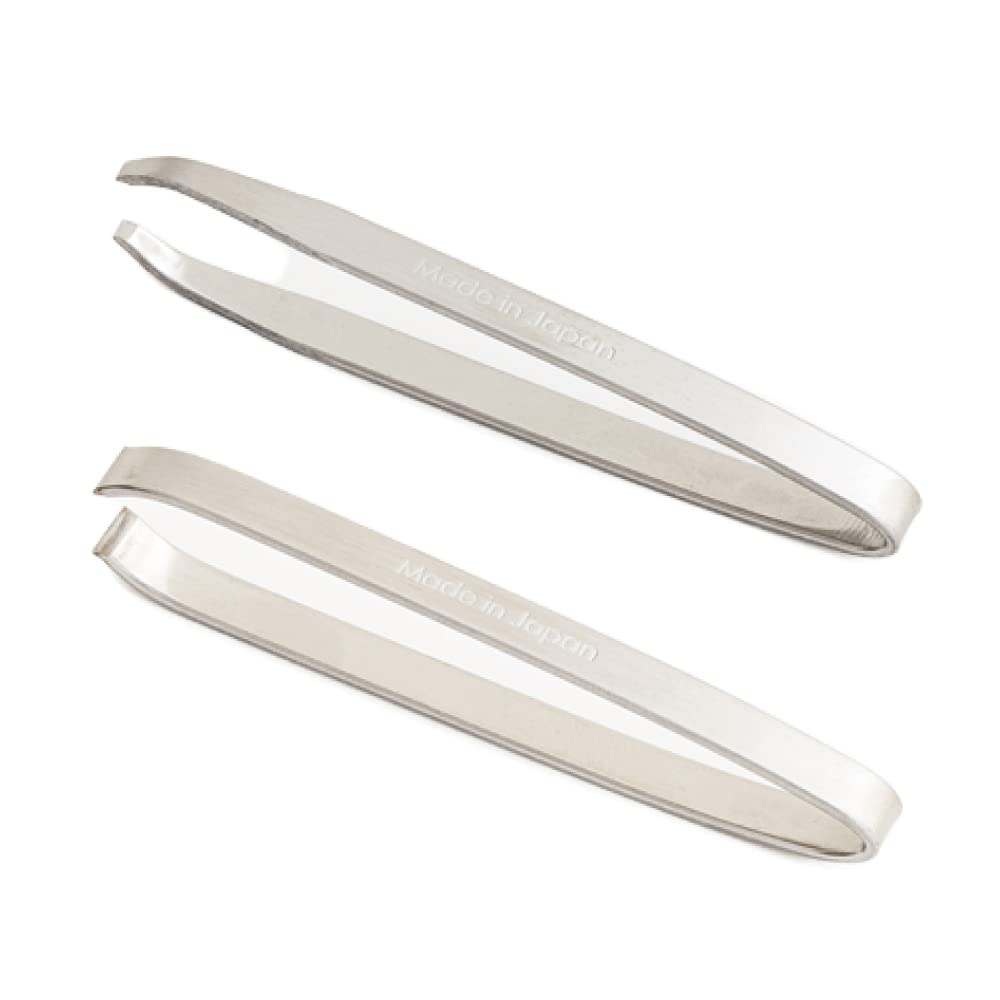 Eyebrow Tweezers [ Made in Japan ] 2 Pieces Set, Professional Hande Made Sharp Tweezers for Men and Women (SK-2)