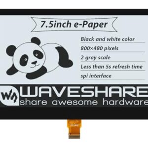 Waveshare 7.5inch E-Paper E-Ink Optical Bonding Display Compatible with Raspberry Pi 4B/3B+/3B/2B/B+/A+/Zero/Zero W/WH/Zero 2W Series Boards 800×480 Pixels Dual-Color with SPI Interface Without PCB