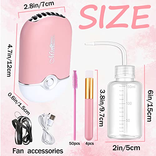 56 PCS Mini Portable Fans USB Rechargeable Handheld Bladeless Air Conditioning Cooling Refrigeration Fan,Lash Shampoo Brushes,Plastic Wash Bottle Squeeze Bottle,Disposable Eyelash Mascara Brushes