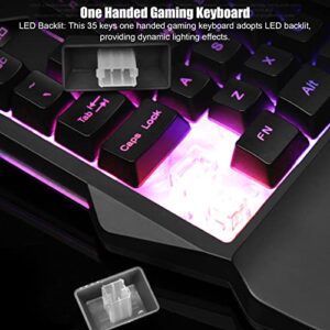 wendeekun One Handed Gaming Keyboard,LED Backlit Gaming Keyboard,Ergonomic Design Accurate Control Wide Compatibility Mini Gaming Keyboard