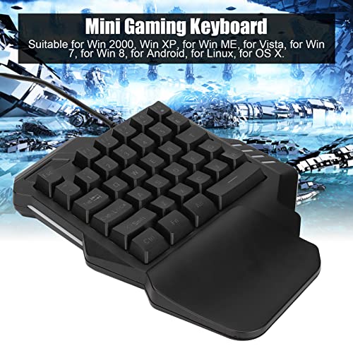 wendeekun One Handed Gaming Keyboard,LED Backlit Gaming Keyboard,Ergonomic Design Accurate Control Wide Compatibility Mini Gaming Keyboard