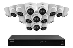 16-channel fusion nvr system with 4k (8mp) ip dome cameras with listen-in audio 16