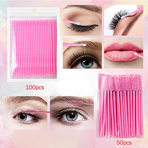 Eyelash Extension Supplies Kit for Professionals 1 Mini Fan Lash Dryer,Lash Extension Silicone Pad,2 Tweezers,Tapes,10 Under Eye Gel Pads,50 Mascara Brush,100 Micro Applicator,100 Glue Ring (Pink B)