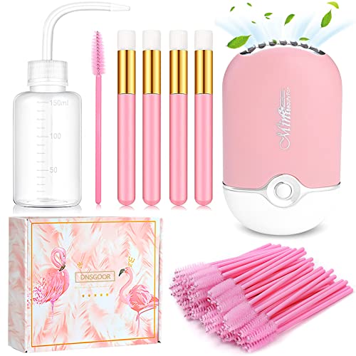 56 PCS Mini Portable Fans USB Rechargeable Handheld Bladeless Air Conditioning Cooling Refrigeration Fan,Lash Shampoo Brushes,Plastic Wash Bottle Squeeze Bottle,Disposable Eyelash Mascara Brushes