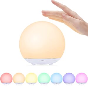 kids night light baby night light with touch sensor for kids, 7 colors changing & dimmable rechargeable warm night light for baby nursery, rgb bedside lamps, nightstand lamp with timer setting