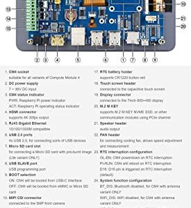 Waveshare 7inch Touch Screen All-in-One Kit Designed for Raspberry Pi CM4 with 5MP Camera Aluminum Case Includes CSI, HDMI, USB, M.2, ETH, RS232, RS485 Interfaces