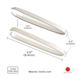 Eyebrow Tweezers [ Made in Japan ] 2 Pieces Set, Professional Hande Made Sharp Tweezers for Men and Women (SK-2)