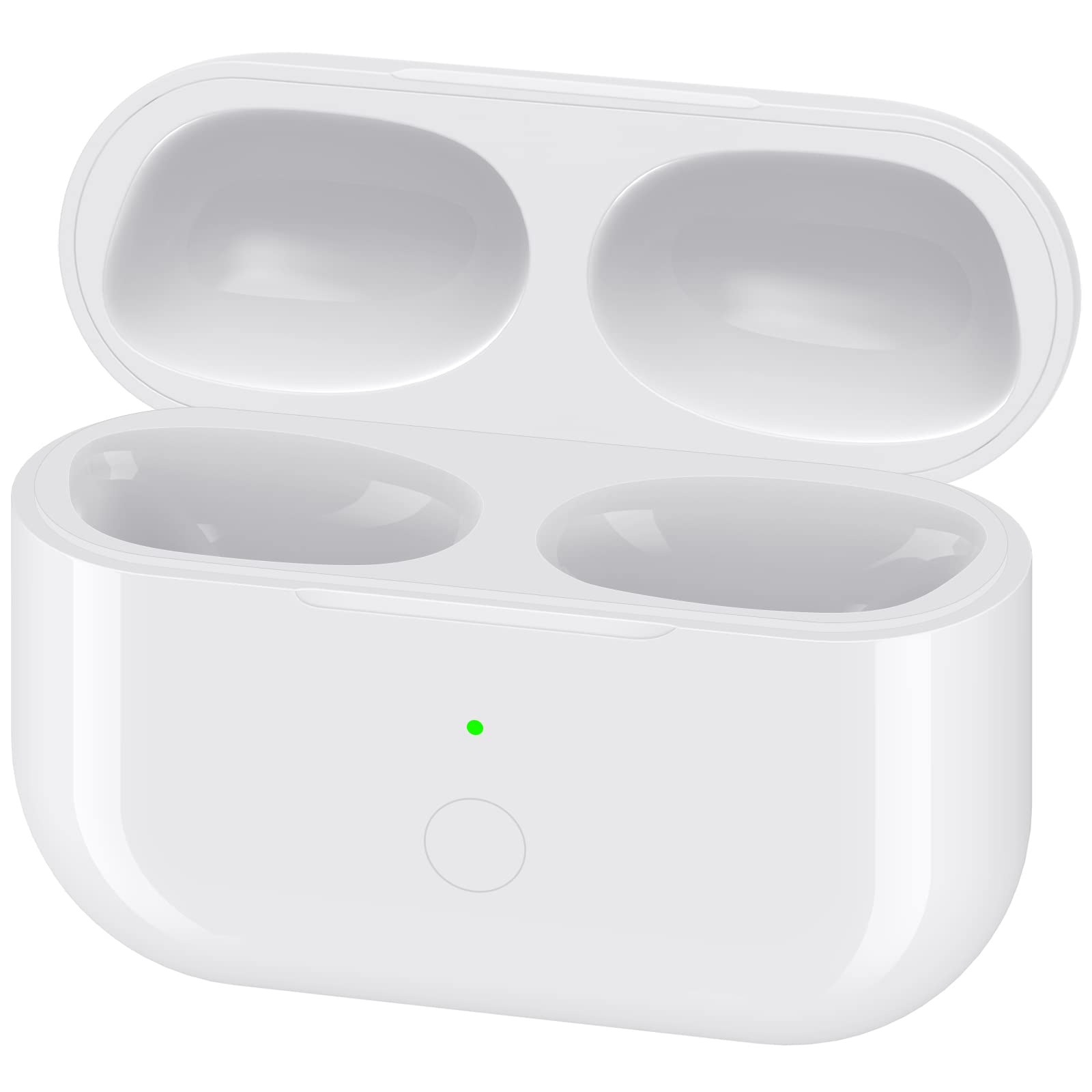 Compatible with AirPods Pro, Qi-Certified Wireless Charging Case Replacement, Support Blue-Tooth Pairing&Sync Button, 660 Mah Built-in Battery, White(Earbuds Not Included)