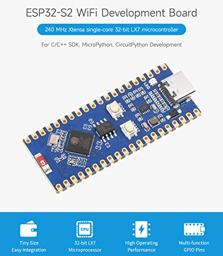 Waveshare 2.4 GHz WiFi Development Board Based On Microcontroller ESP32-S2 240 MHz Xtensa Single-core 32-bit LX7 microcontroller 240MHz ESP32-S2-LCD