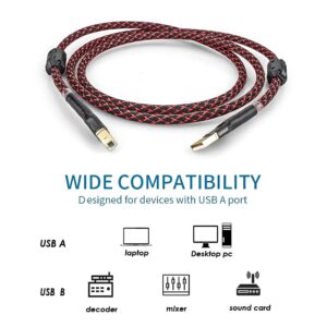 Tertullus HiFi USB 2.0 Cable USB A to USB B Digital Audio Cable Audiophile Cable (1m/3.28ft)